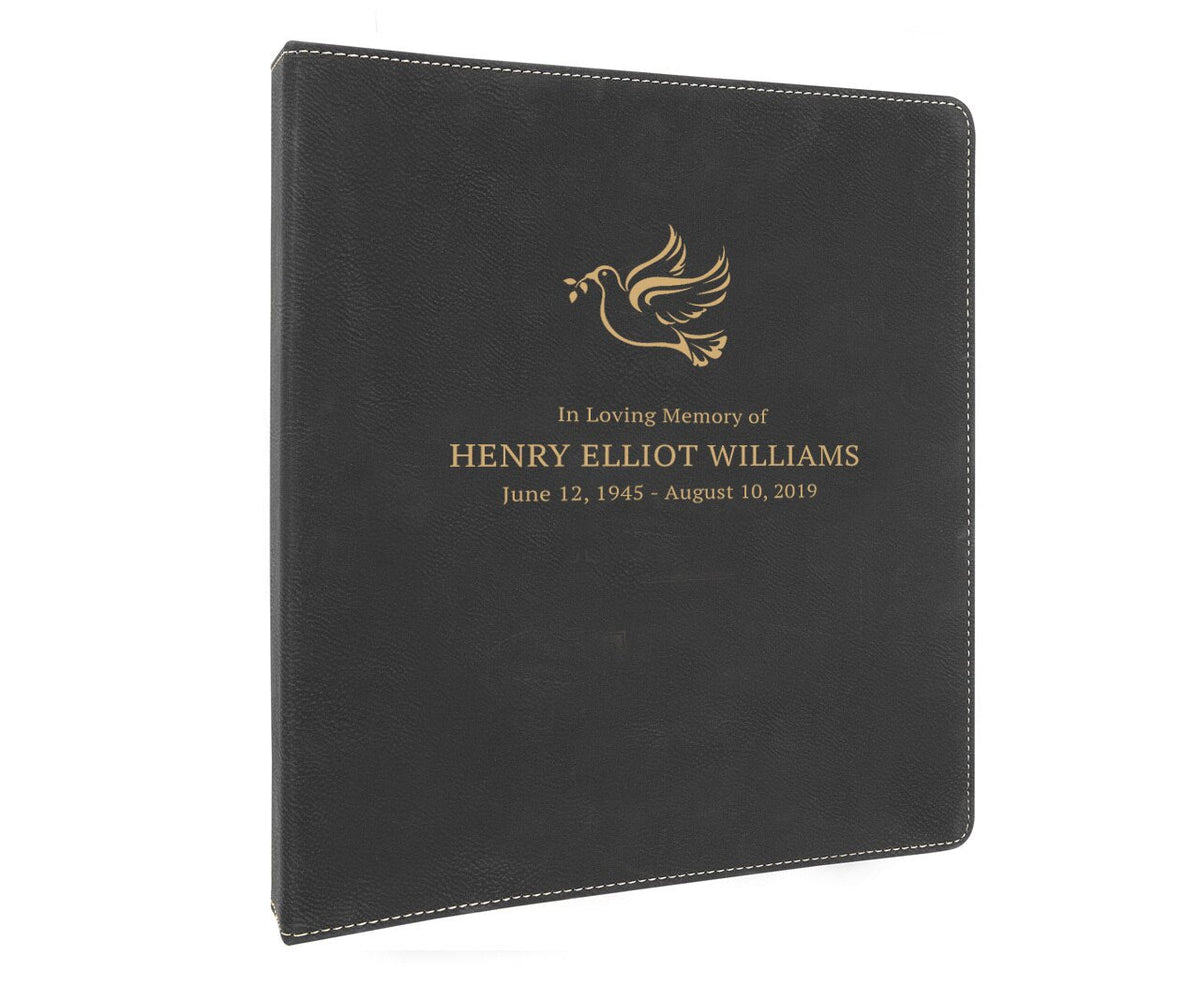 Funeral Guest Book Binder Leatherette Suede Dove of Peace - Celebrate ...