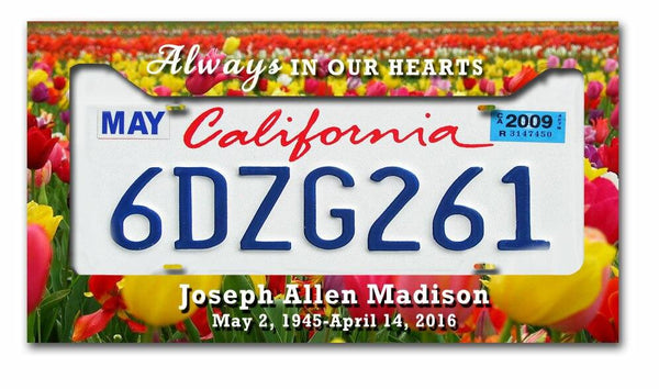 Tulips Custom In Loving Memory License Plate Frame - Celebrate Prints